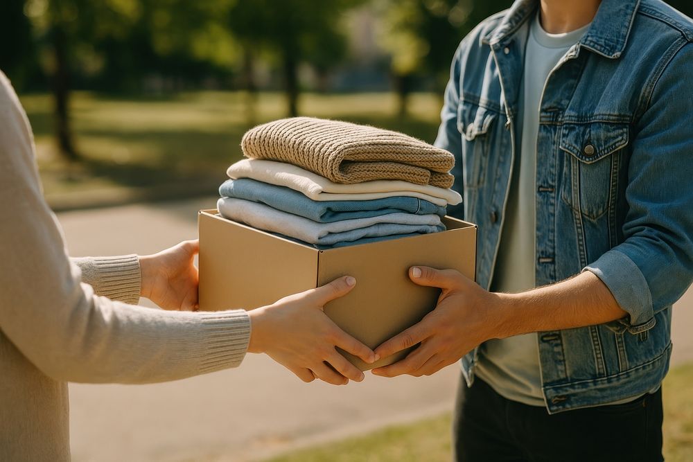 Clothing donation box exchange outdoors | Free Photo - rawpixel