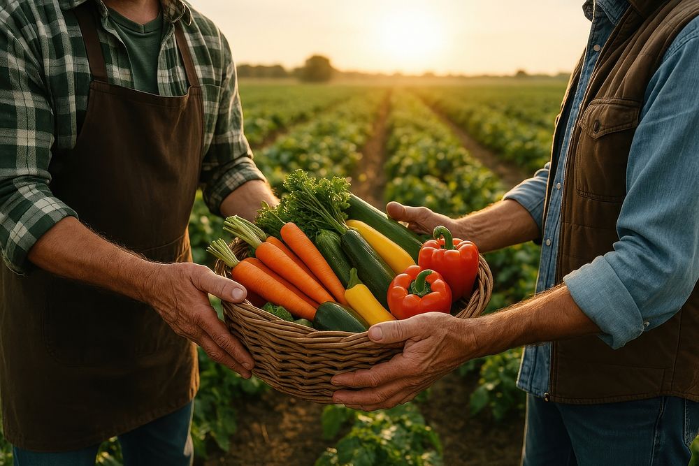 Farmers sharing fresh vegetables. | Free Photo - rawpixel