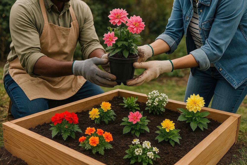 Colorful garden planting teamwork | Free Photo - rawpixel
