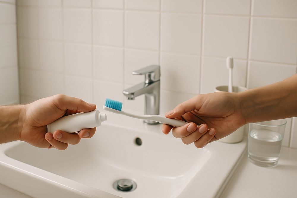 Toothpaste sharing in bathroom | Free Photo - rawpixel