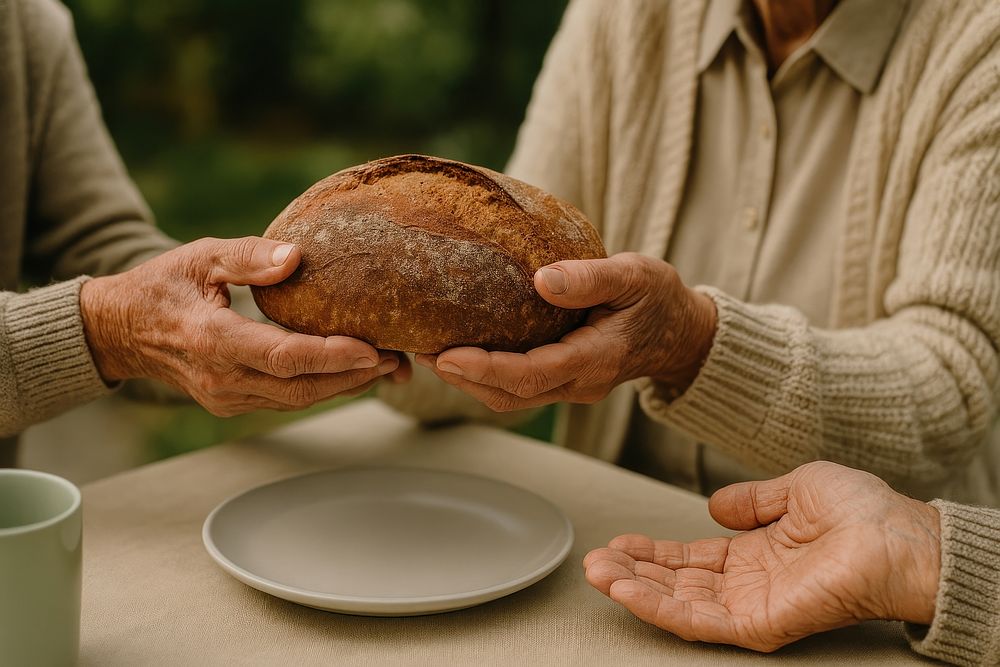 Sharing bread among elderly hands | Free Photo - rawpixel