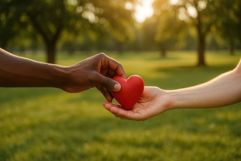 Hands exchanging red heart outdoors. | Free Photo - rawpixel