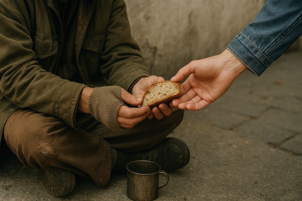 Compassionate bread sharing gesture | Free Photo - rawpixel