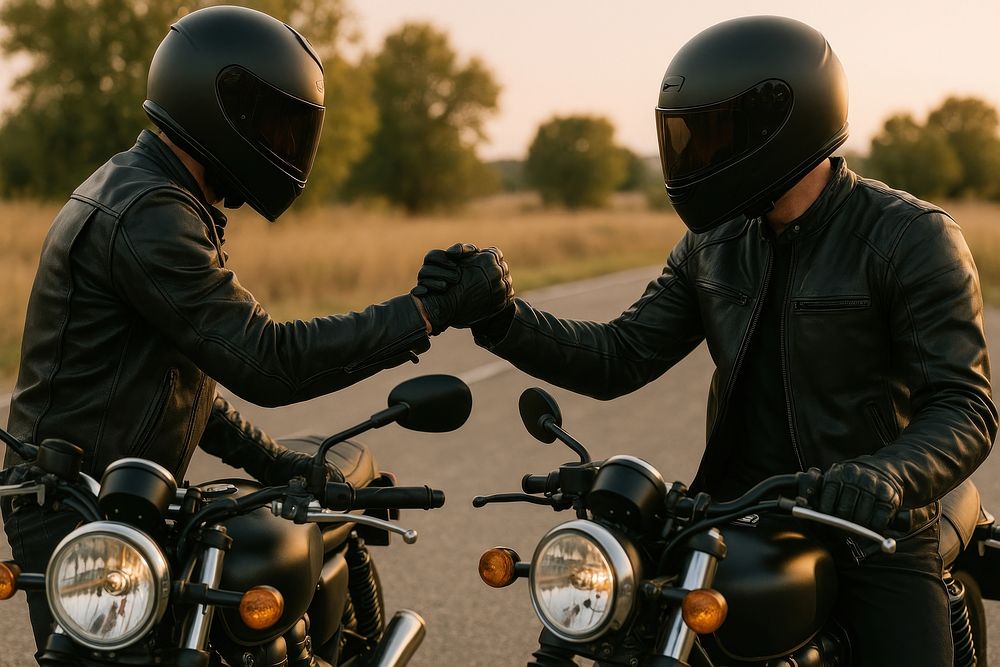Bikers handshake on road. | Free Photo - rawpixel