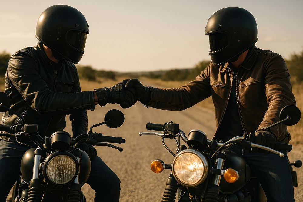 Bikers handshake on open road | Free Photo - rawpixel