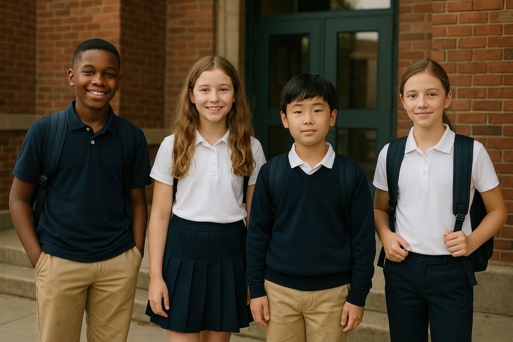 Diverse students in uniforms smiling. | Free Photo - rawpixel