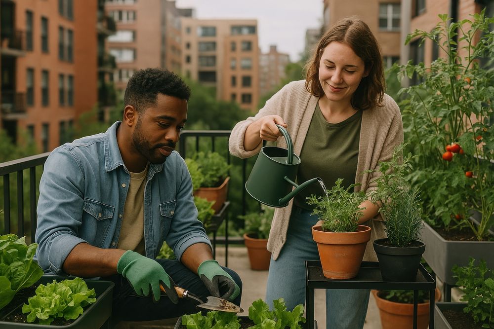 Urban gardening couple joyfully planting | Free Photo - rawpixel