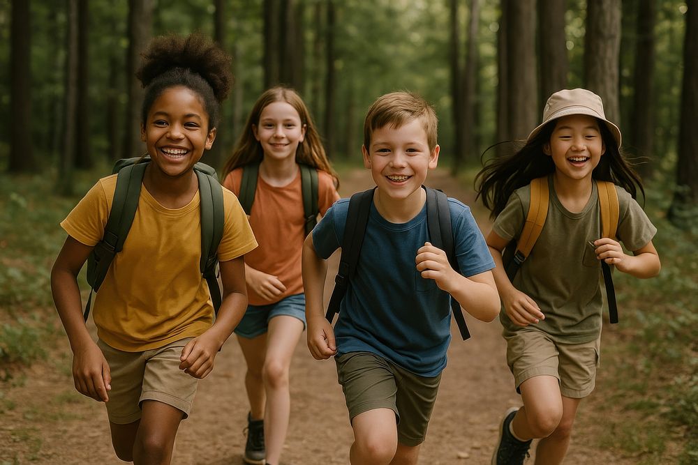 Joyful kids exploring nature trail | Free Photo - rawpixel