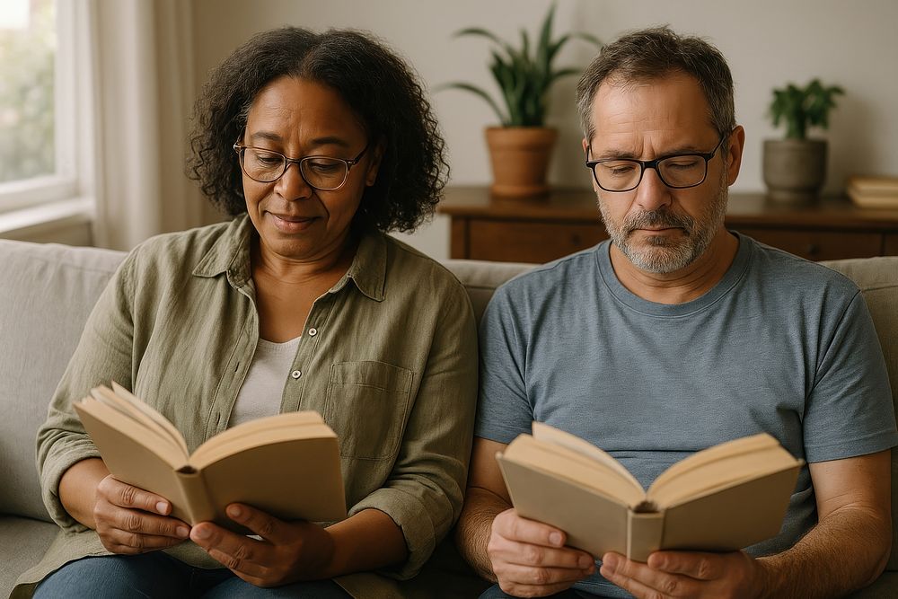 Couple reading books together peacefully. | Free Photo - rawpixel