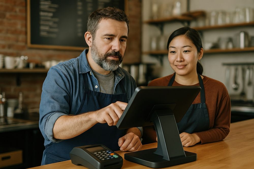 Cafe staff using POS system | Free Photo - rawpixel
