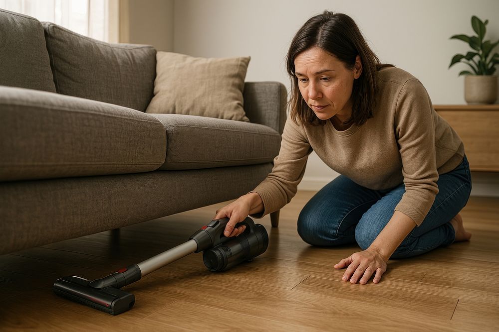 Woman cleaning under sofa | Free Photo - rawpixel
