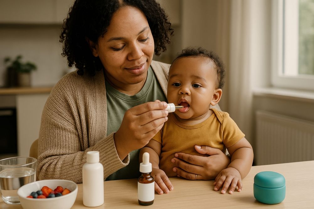 Mother feeding baby medicine. | Free Photo - rawpixel