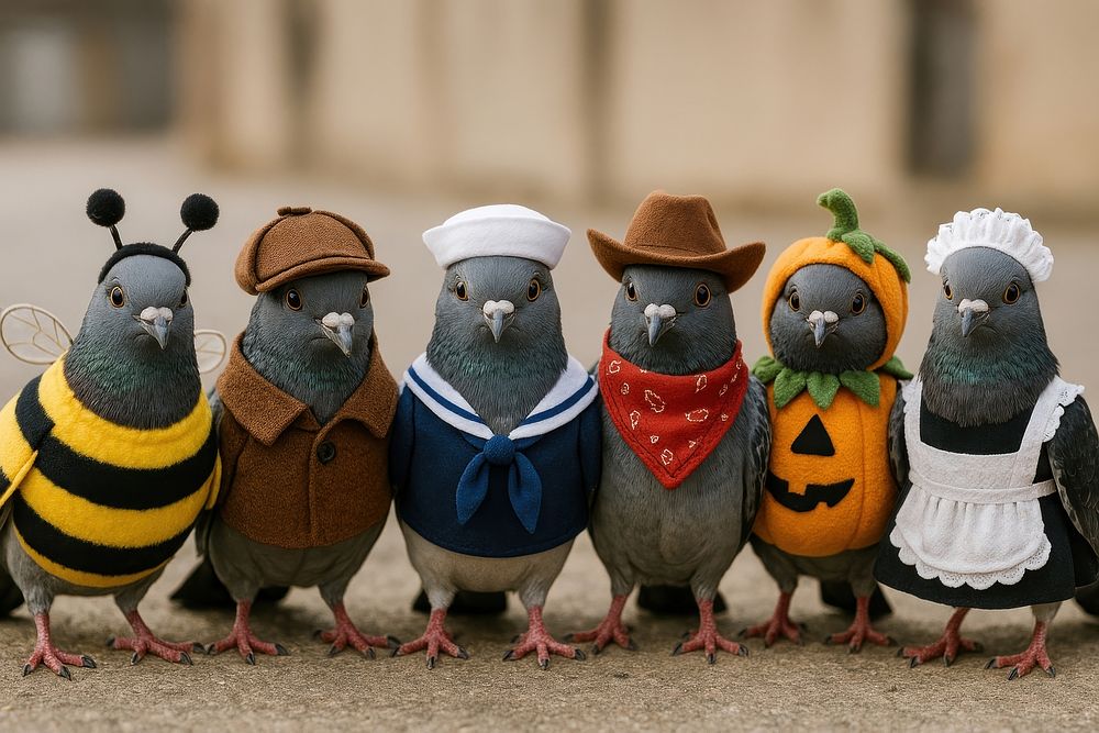 Pigeons dressed in creative costumes. | Free Photo - rawpixel