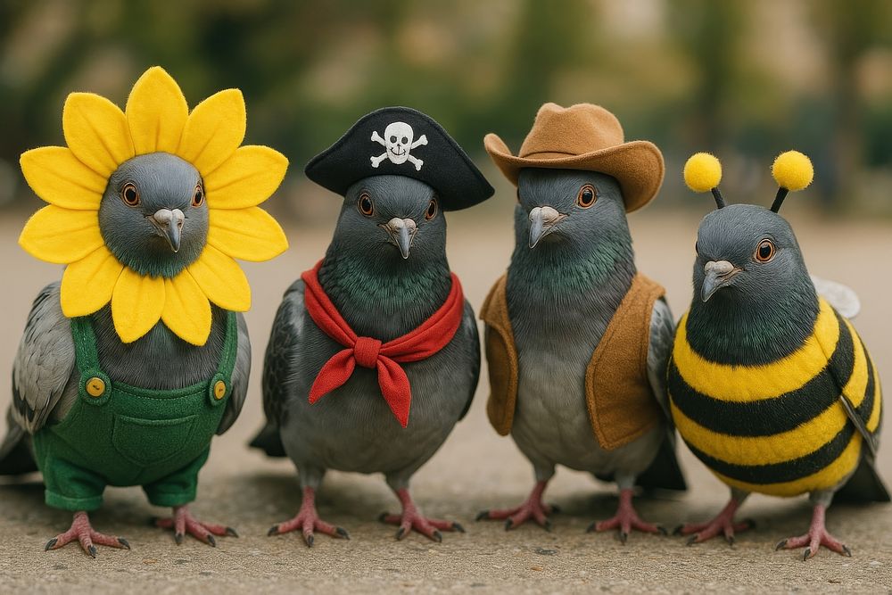 Pigeons dressed in creative costumes | Free Photo - rawpixel
