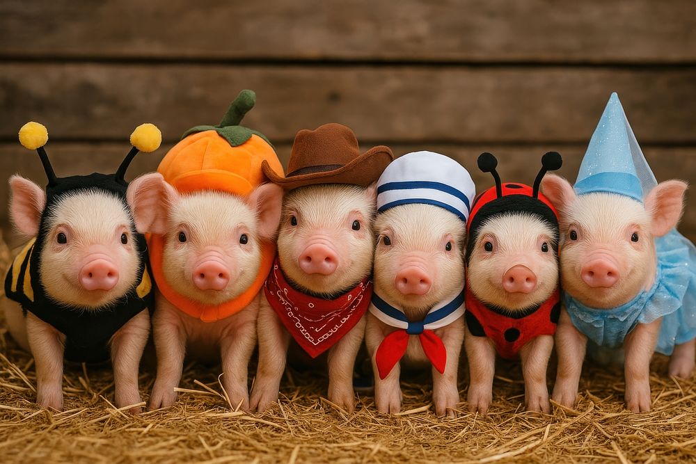 Adorable piglets in costumes | Free Photo - rawpixel