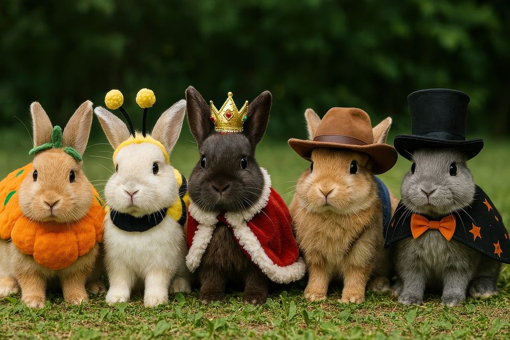 Adorable rabbits in creative costumes. | Free Photo - rawpixel