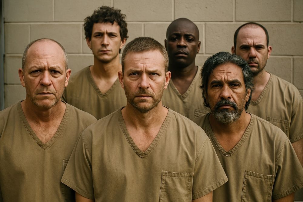 Serious inmates in prison uniforms | Free Photo - rawpixel