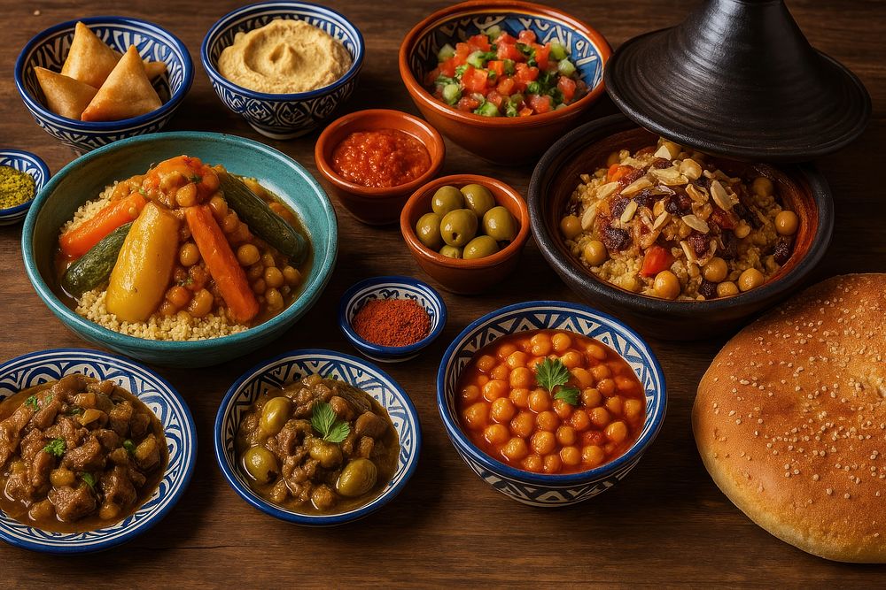 Traditional Moroccan cuisine feast. | Free Photo - rawpixel