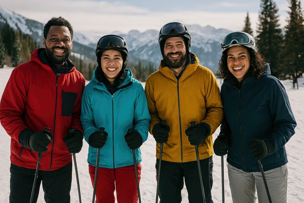 Group skiing in mountains | Free Photo - rawpixel