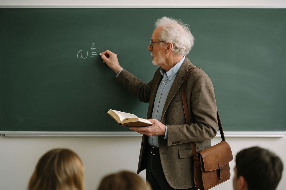 Elderly teacher writing equation | Free Photo - rawpixel