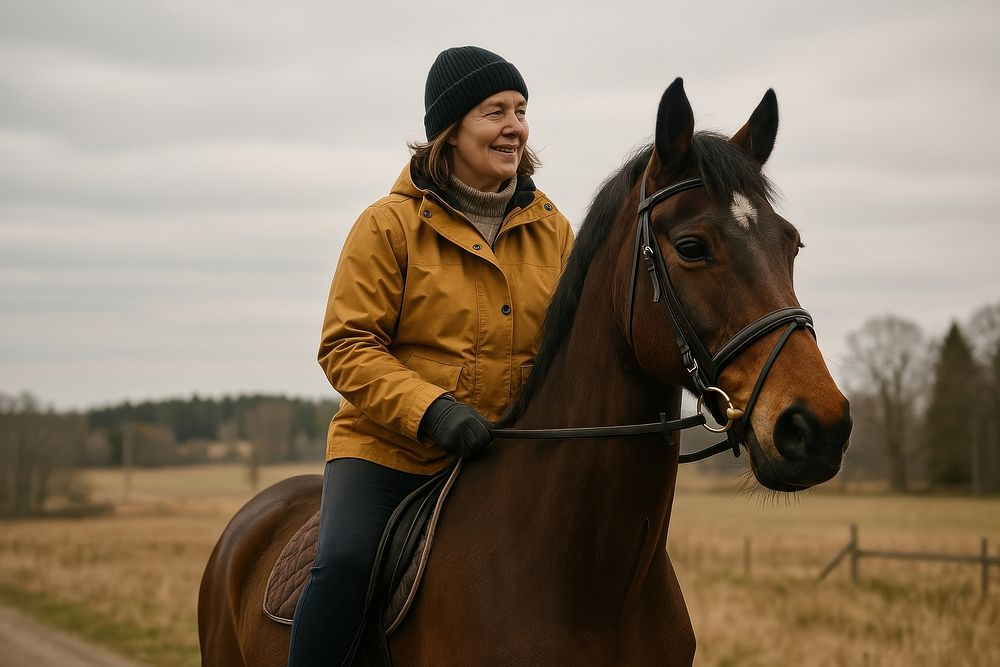 Woman horseback riding countryside landscape | Free Photo - rawpixel