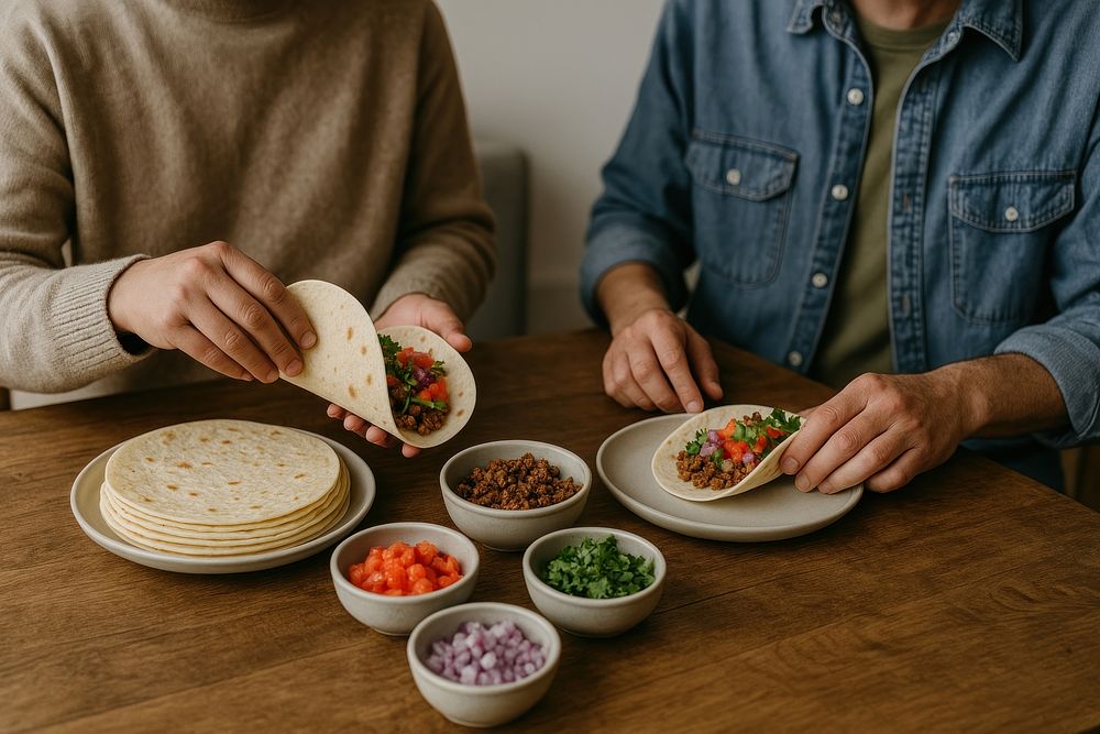 Taco preparation with fresh ingredients. | Free Photo - rawpixel