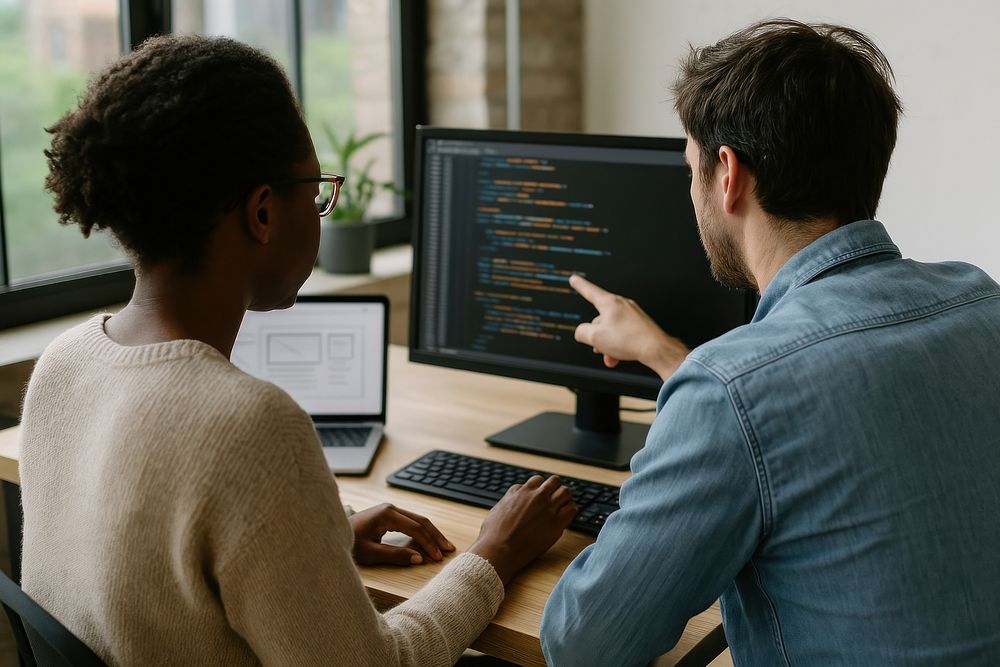 Collaborative coding teamwork in office. | Free Photo - rawpixel