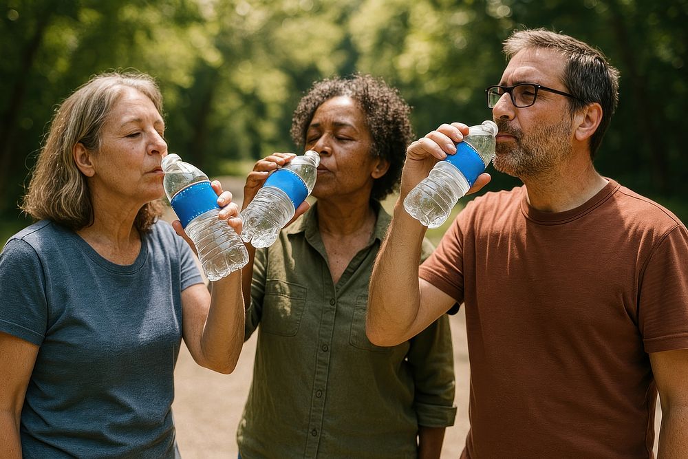 Adults hydrating outdoors with water. | Free Photo - rawpixel