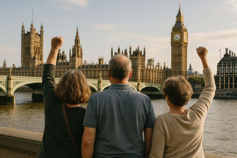 Tourists celebrating near landmark. | Free Photo - rawpixel