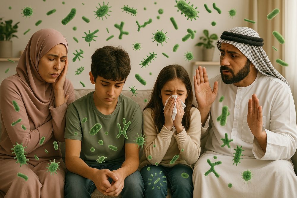 Family surrounded by germs. | Free Photo - rawpixel