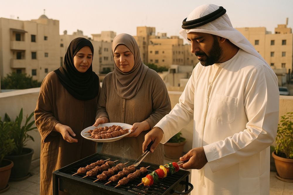 Middle Eastern rooftop barbecue gathering | Free Photo - rawpixel