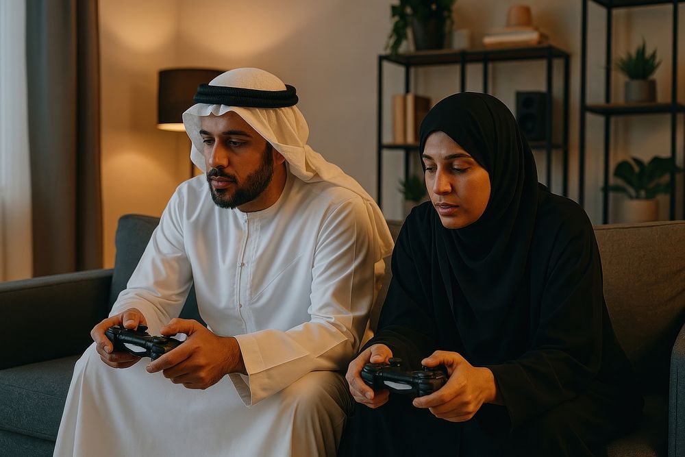 Couple gaming traditional attire | Free Photo - rawpixel