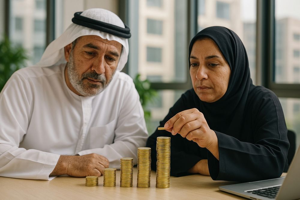 Middle Eastern couple counting coins. | Free Photo - rawpixel