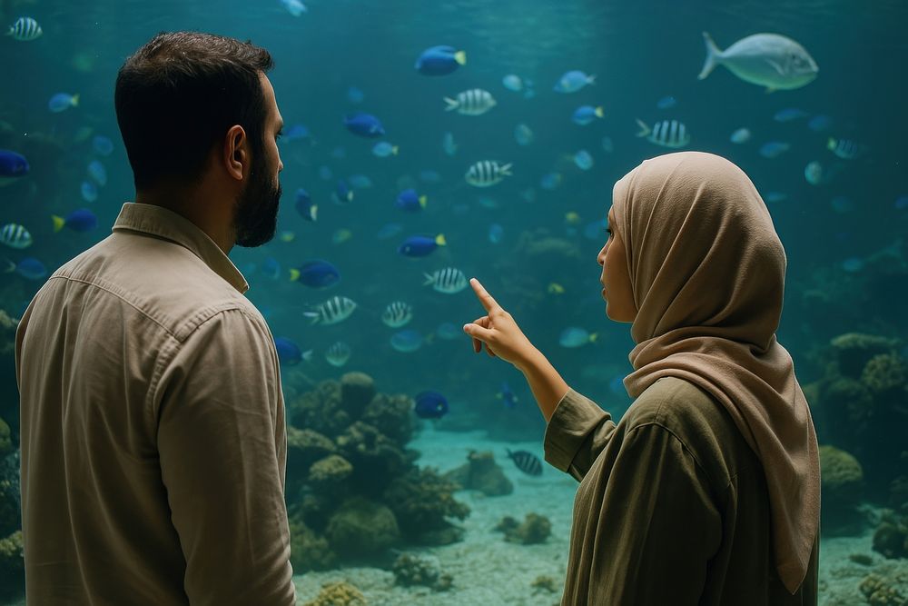 Couple observing vibrant aquarium fish. | Free Photo - rawpixel