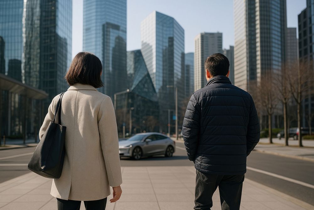 Urban professionals walking downtown skyscrapers. | Free Photo - rawpixel