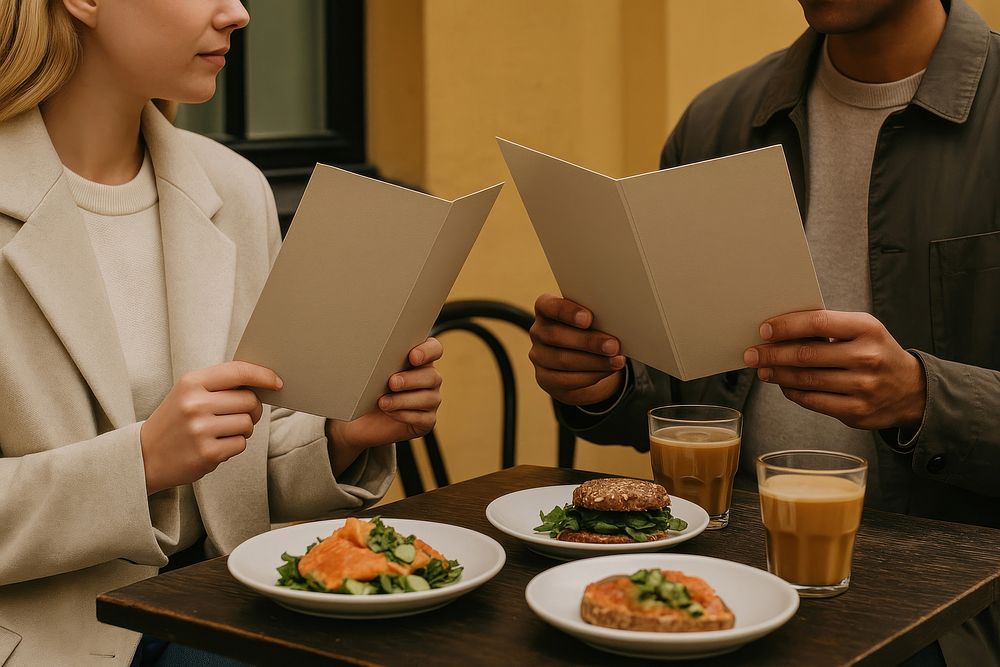 Couple dining with menus. | Free Photo - rawpixel