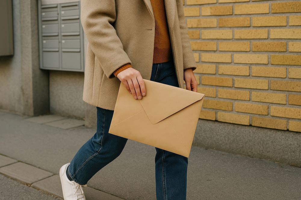 Person walking with envelope | Free Photo - rawpixel