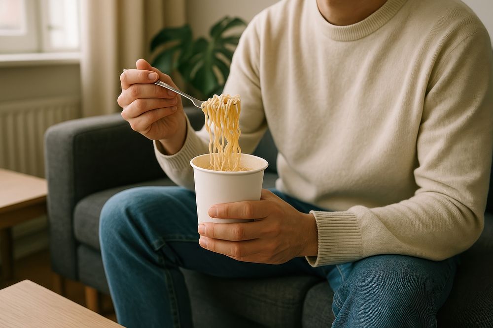 Casual noodle eating scene | Free Photo - rawpixel