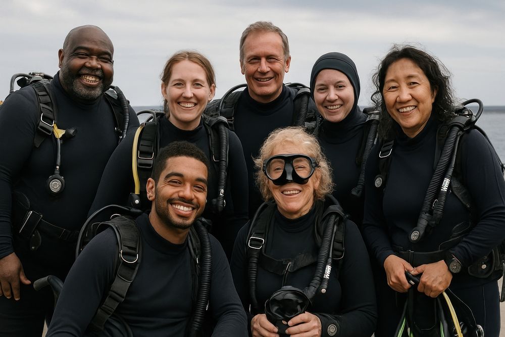 Diverse scuba diving group smiles | Free Photo - rawpixel