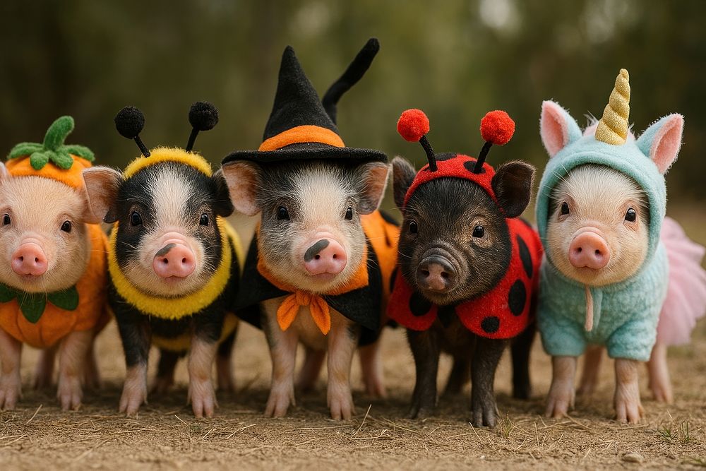 Adorable piglets in cute costumes. | Free Photo - rawpixel