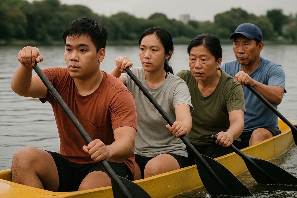 Focused team rowing together | Free Photo - rawpixel