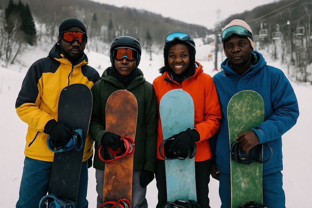 Group snowboarding adventure captured beautifully. | Free Photo - rawpixel