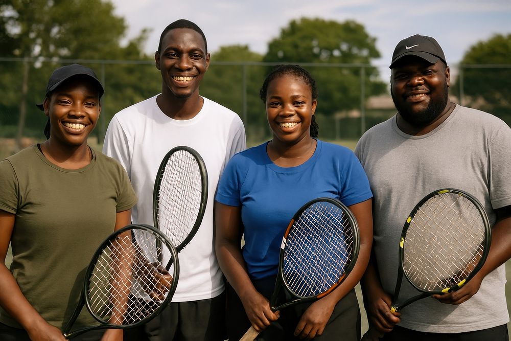 Smiling friends holding tennis rackets. | Free Photo - rawpixel