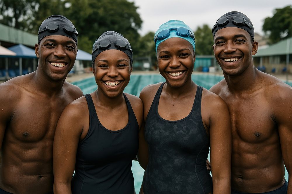Diverse swimmers smiling together | Free Photo - rawpixel