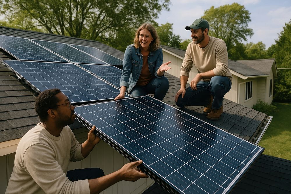 Team installing solar panels. | Free Photo - rawpixel