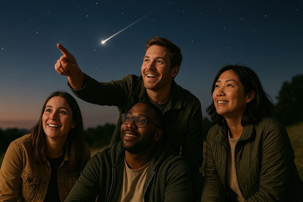 Friends stargazing meteor shower | Free Photo - rawpixel