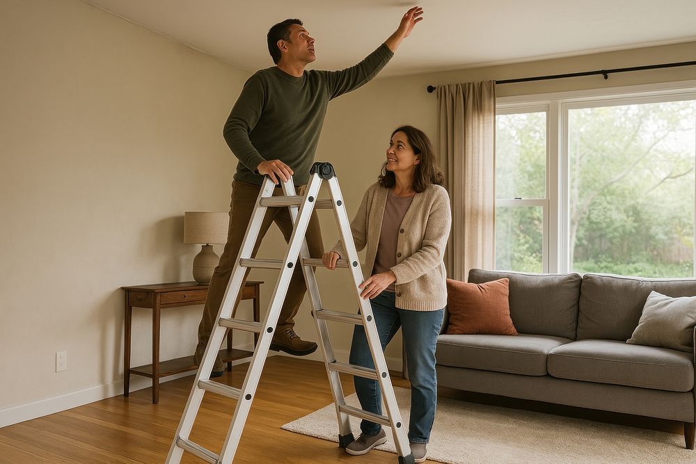 Couple fixing home ceiling | Free Photo - rawpixel