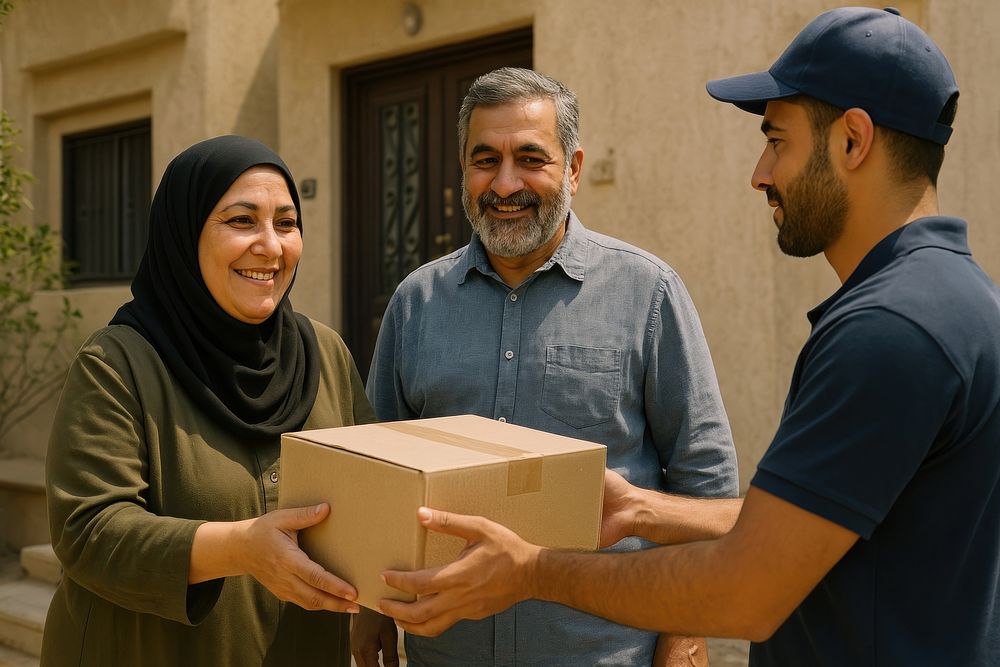 Happy delivery service interaction | Free Photo - rawpixel