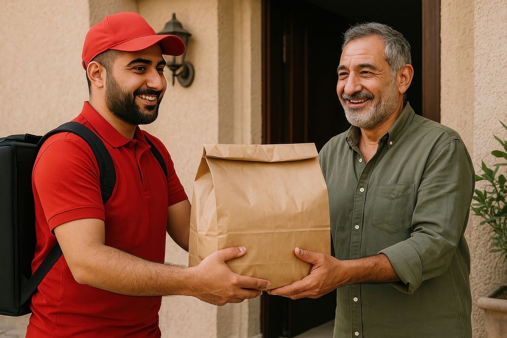 Friendly delivery service interaction. | Free Photo - rawpixel
