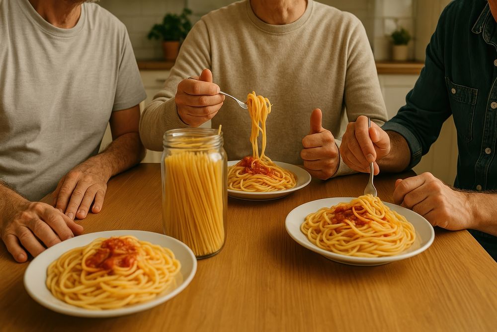 Friends enjoying delicious spaghetti meal. | Free Photo - rawpixel